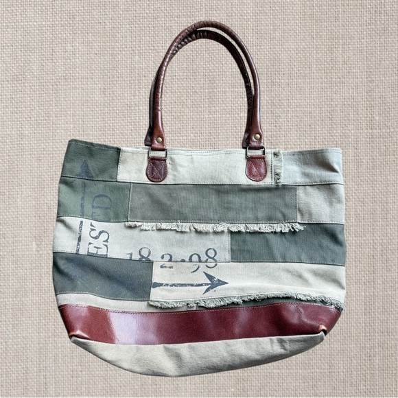 Mona B | Bags | Mona B Recycled Canvas Tote Bag W Leather Trim | Poshmark
